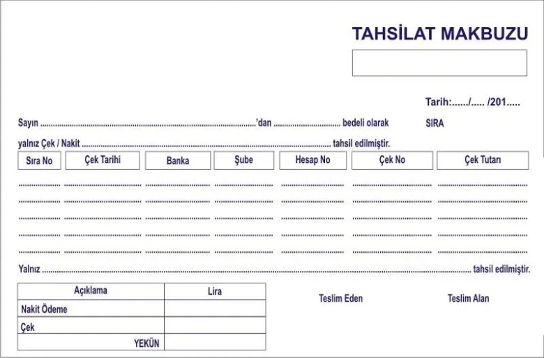 Tahsilat Makbuzu Örneği Nedir? - Son Yazı